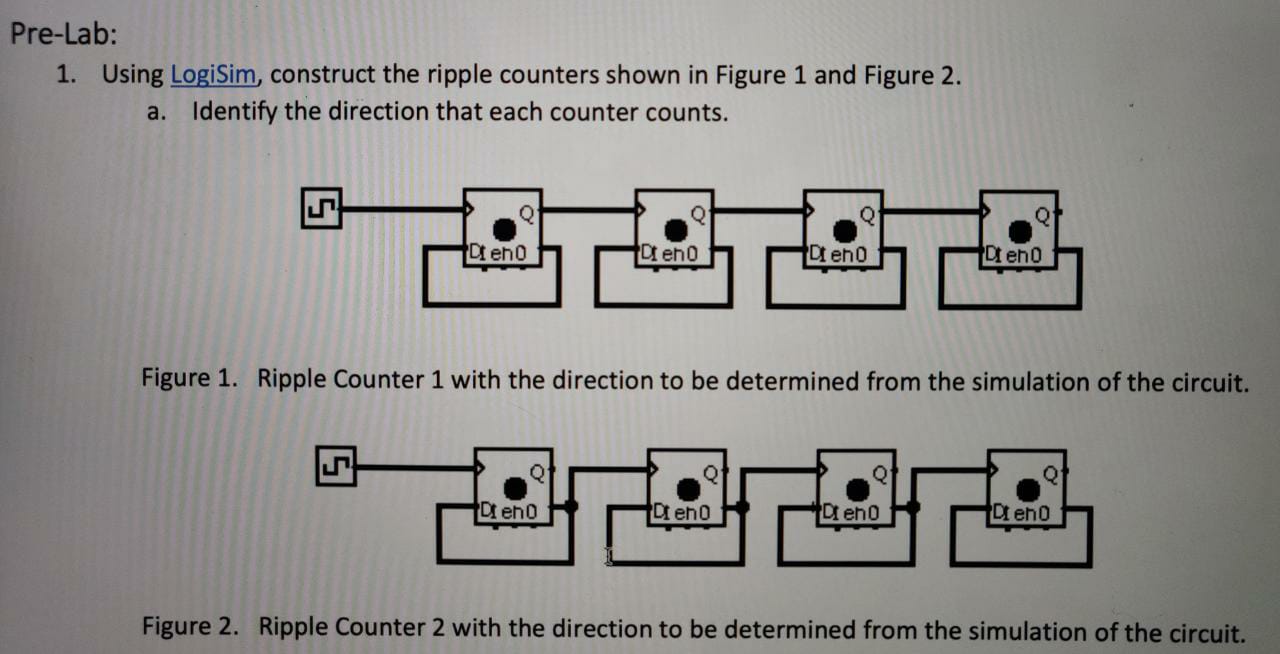 Solved Pre Lab 1 Using Logisim Construct The Ripple 