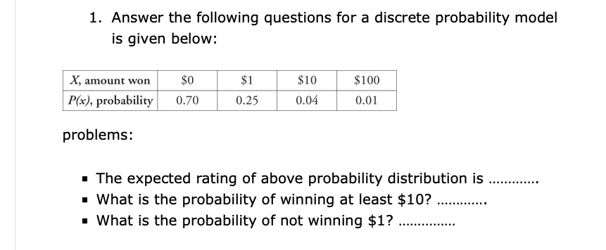 Solved 1. Answer the following questions for a discrete | Chegg.com