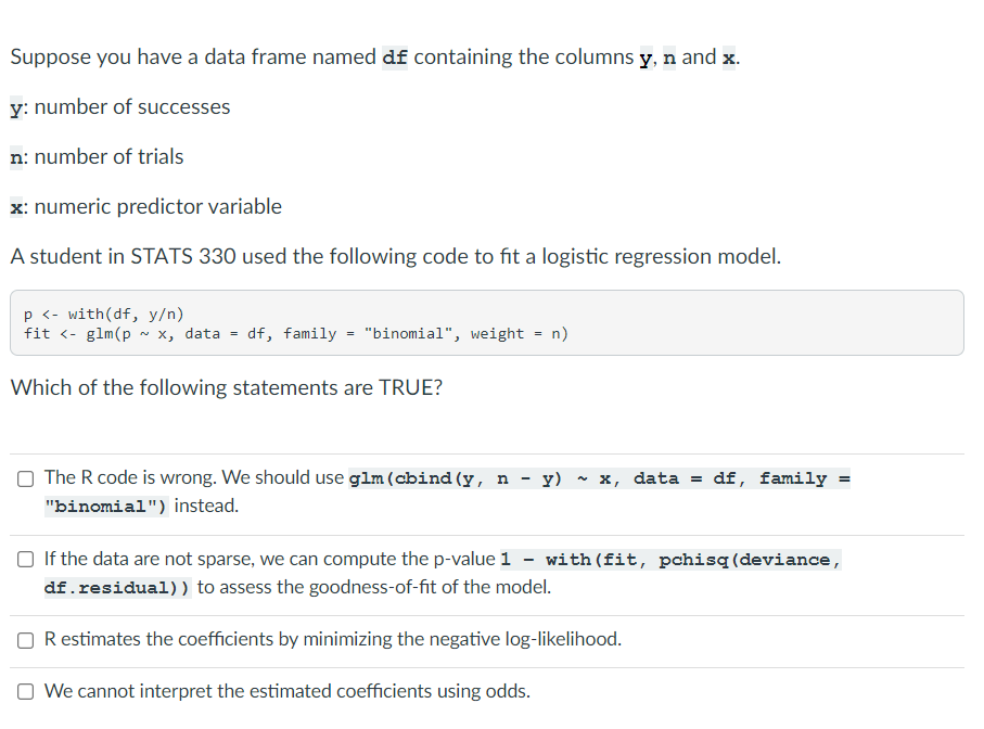 Solved A simple logistic regression model is fitted using | Chegg.com