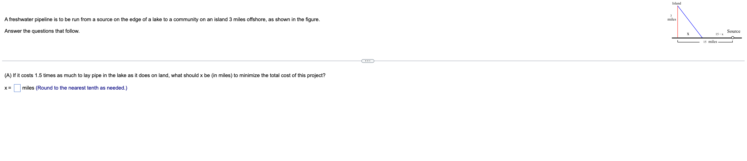 Solved A freshwater pipeline is to be run from a source on | Chegg.com