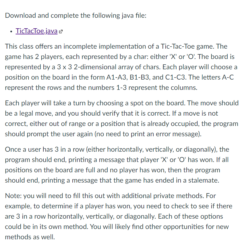 Solved Download and complete the following java file: | Chegg.com