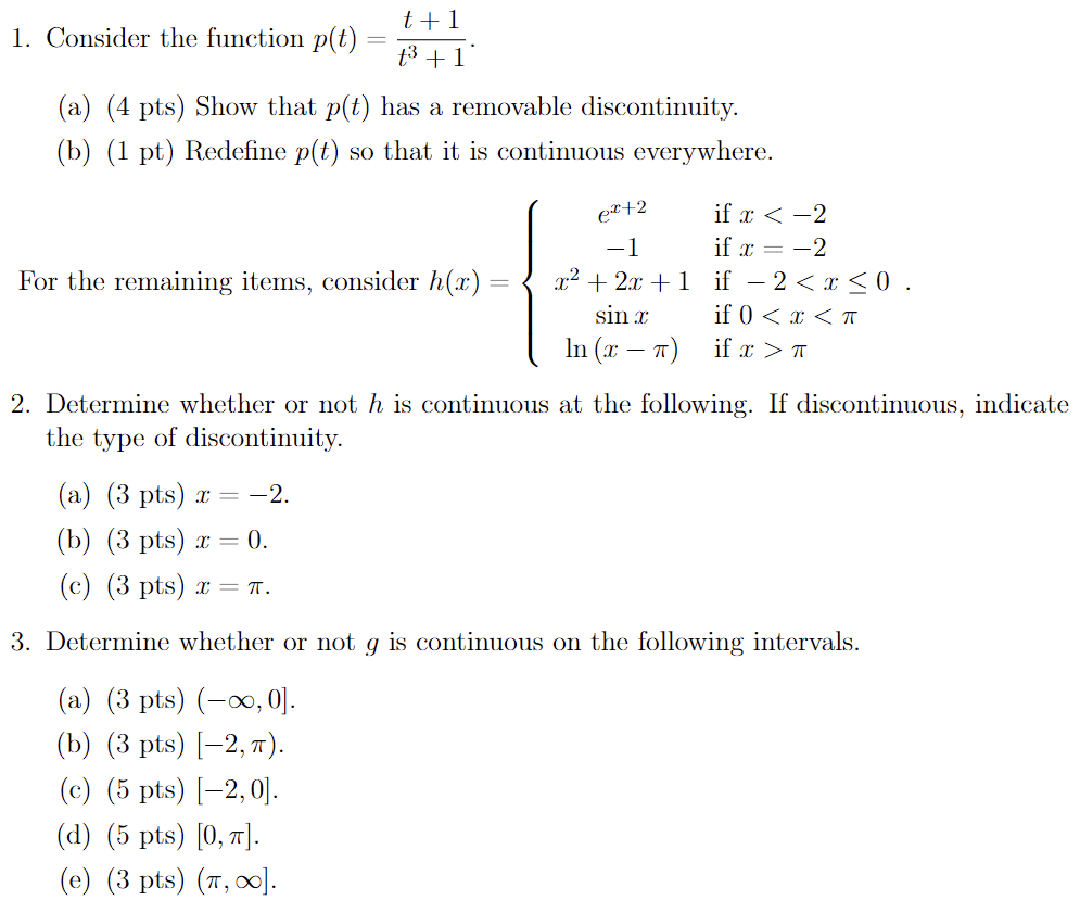 Solved 1 Consider The Function P T T3 1t 1 A 4 Pts