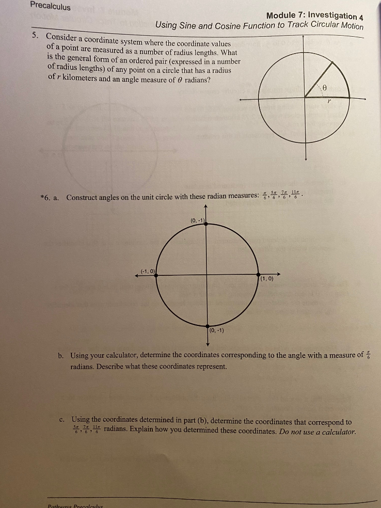 Solved Precalculus Module 7: Investigation 4 Using Sine and | Chegg.com