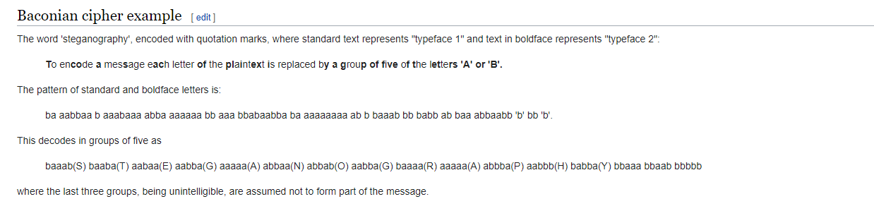 Can someone explain this example of the bacon cipher | Chegg.com