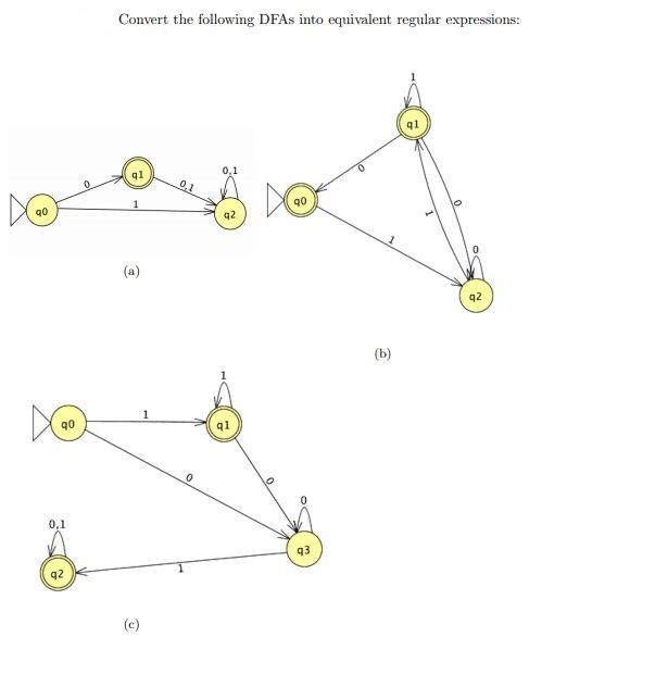 Solved Convert the following DFAs into equivalent regular | Chegg.com