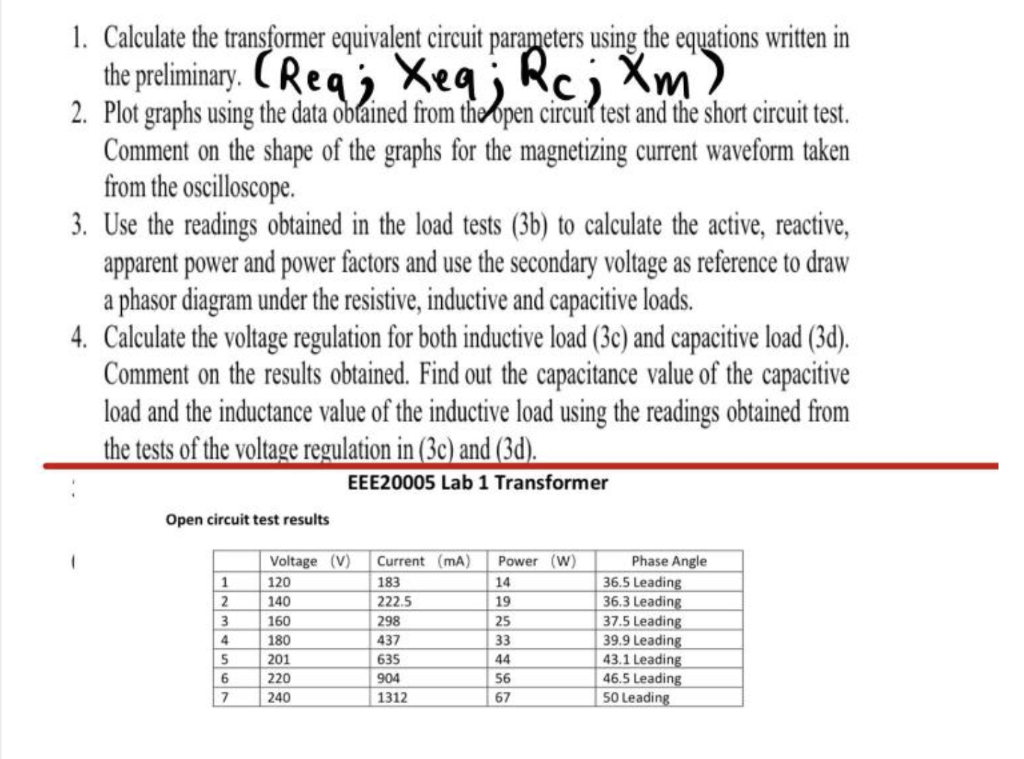 Solved 1. Calculate the transformer equivalent circuit | Chegg.com