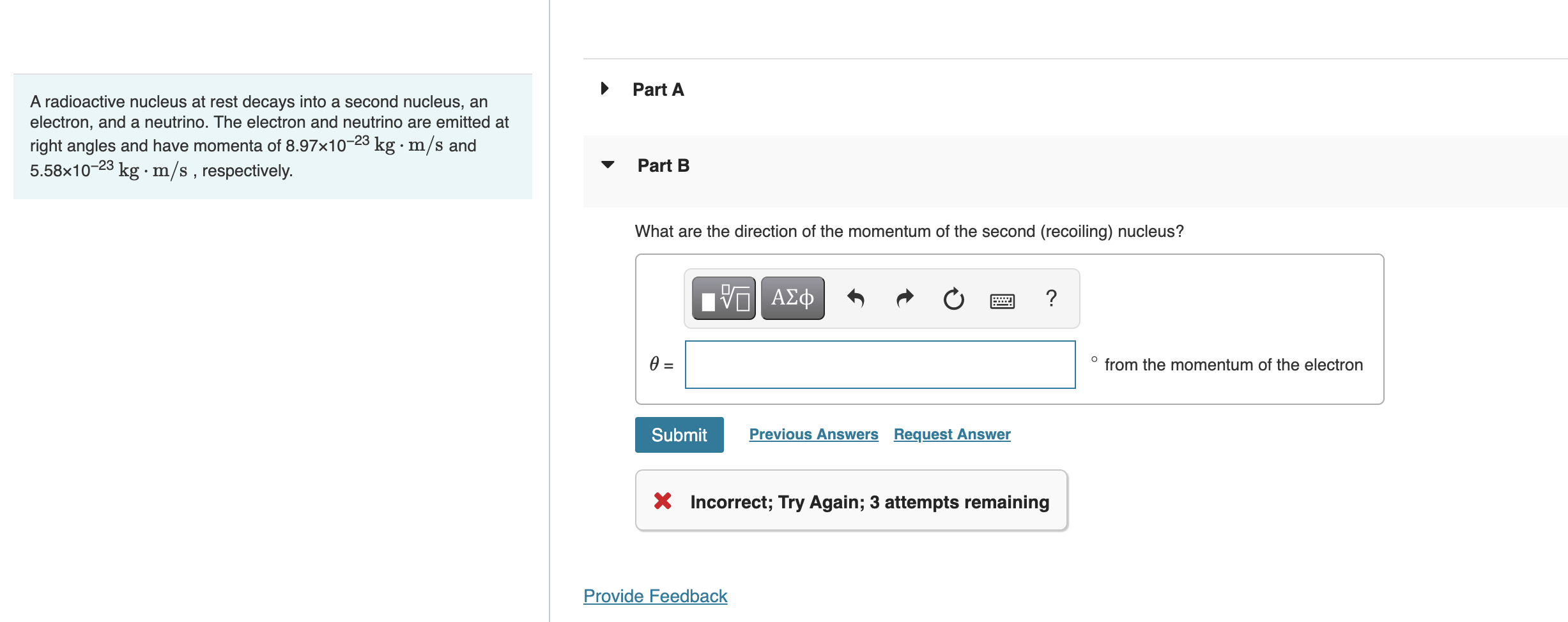 Solved A radioactive nucleus at rest decays into a second | Chegg.com