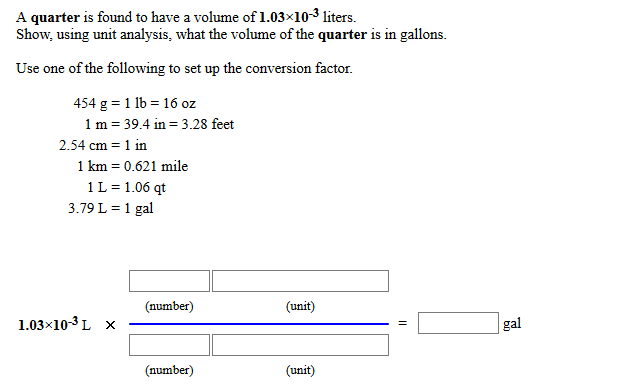 Solved A quarter is found to have a volume of 1.03x10-3 | Chegg.com