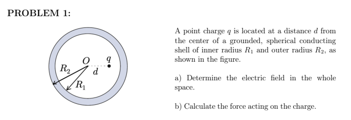 PROBLEM 1:A point charge q ﻿is located at a distance | Chegg.com