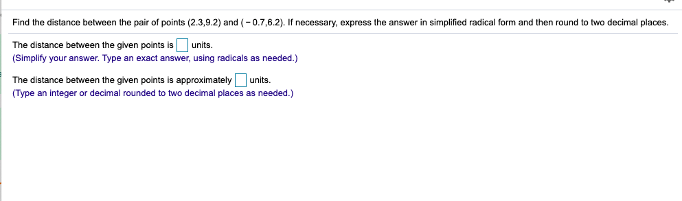 Solved Find the distance between the pair of points | Chegg.com