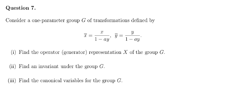 Solved Consider a one-parameter group G of transformations | Chegg.com