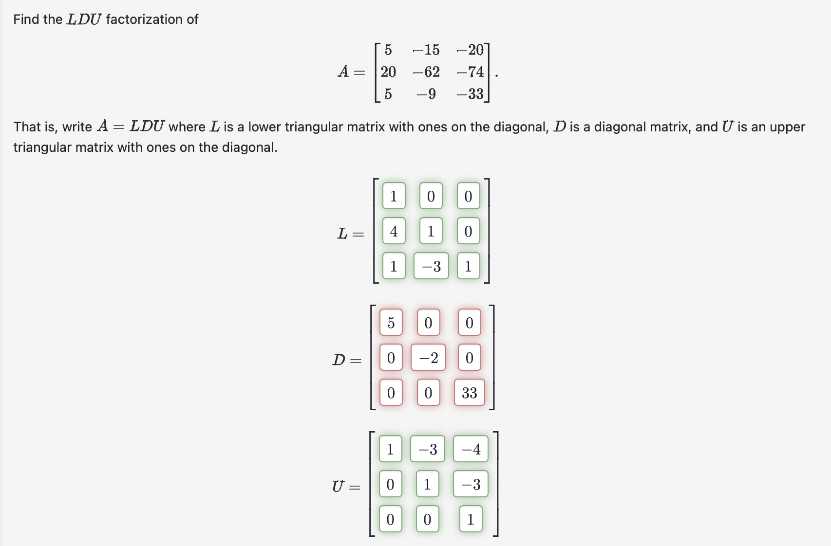 Solved Find the LDU factorization of | Chegg.com