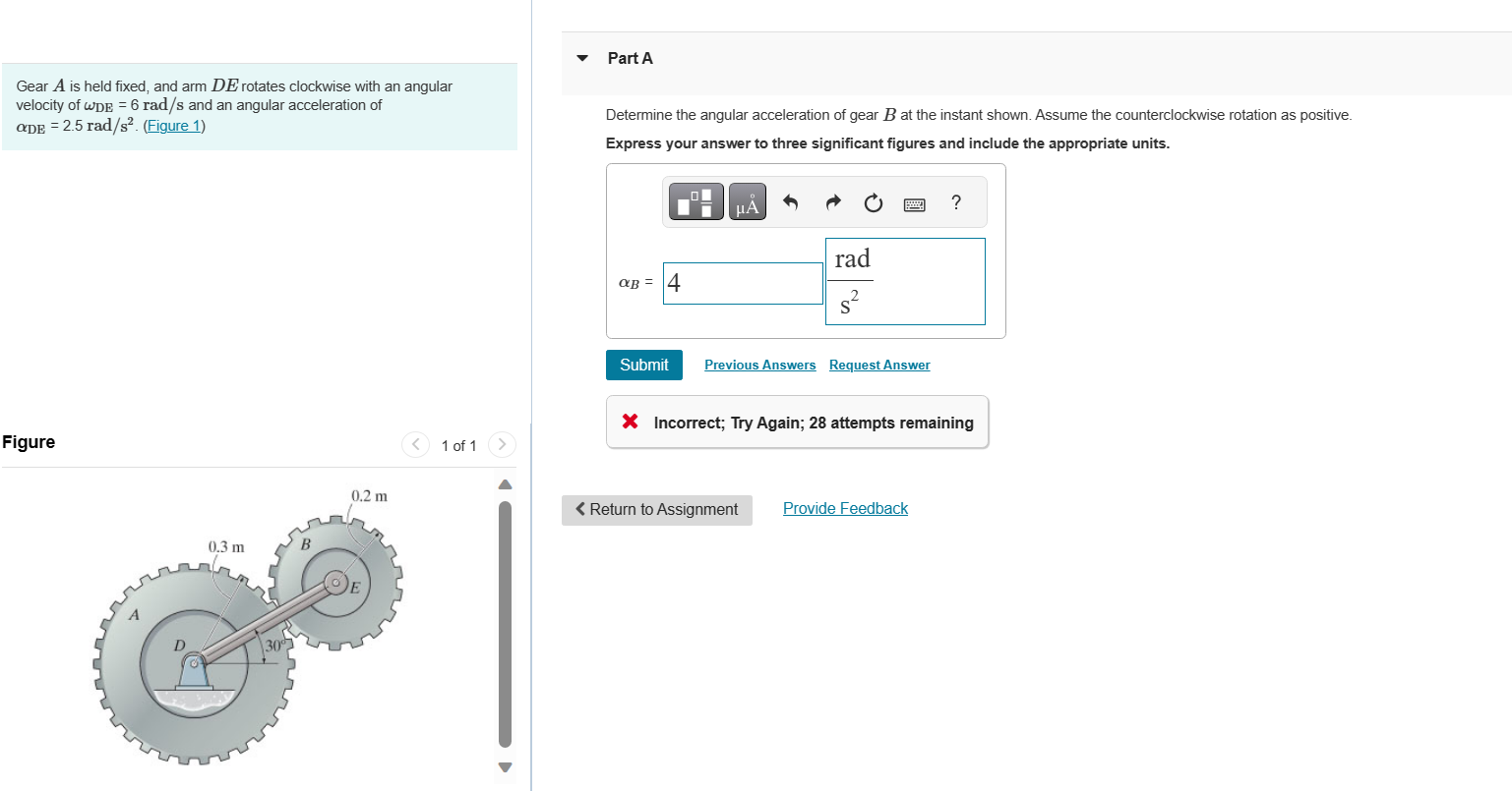 Solved Gear A is held fixed, and arm DE rotates clockwise | Chegg.com