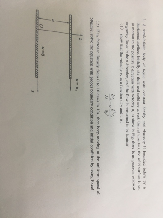 3. A semi-infinite body of liquid with constant | Chegg.com