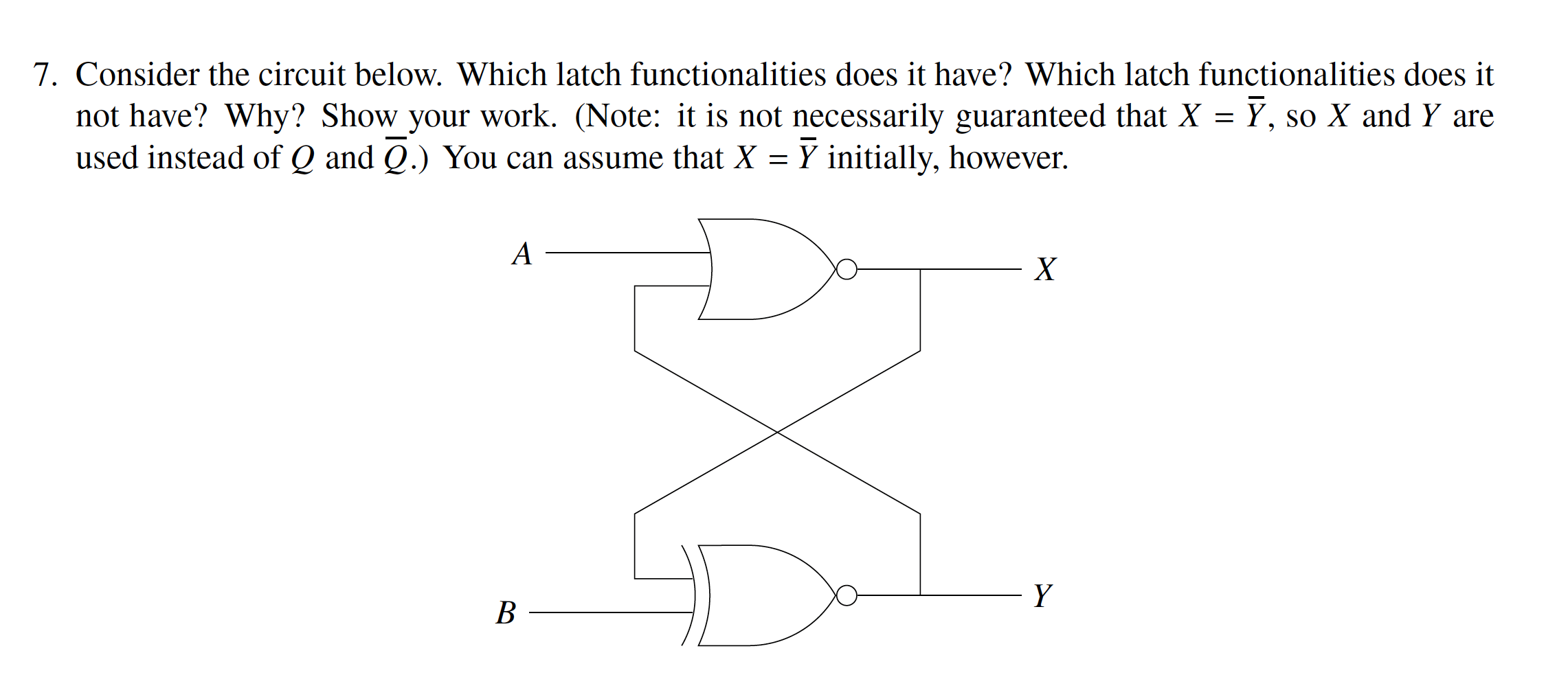 Solved 7. Consider the circuit below. Which latch | Chegg.com