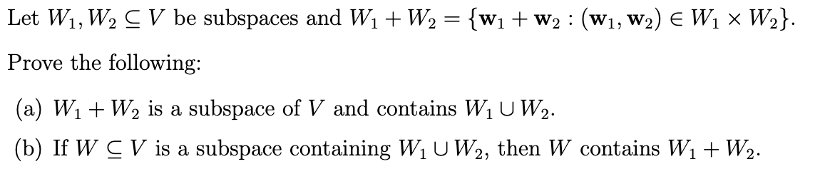 Solved Let W1,W2⊆V be subspaces and | Chegg.com