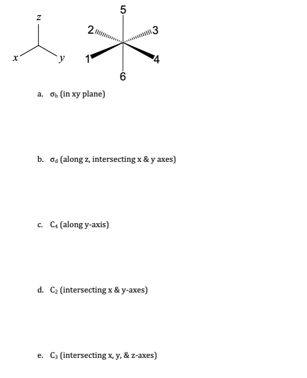Solved a. σh (in xy plane) b. σd (along z, intersecting x&y | Chegg.com