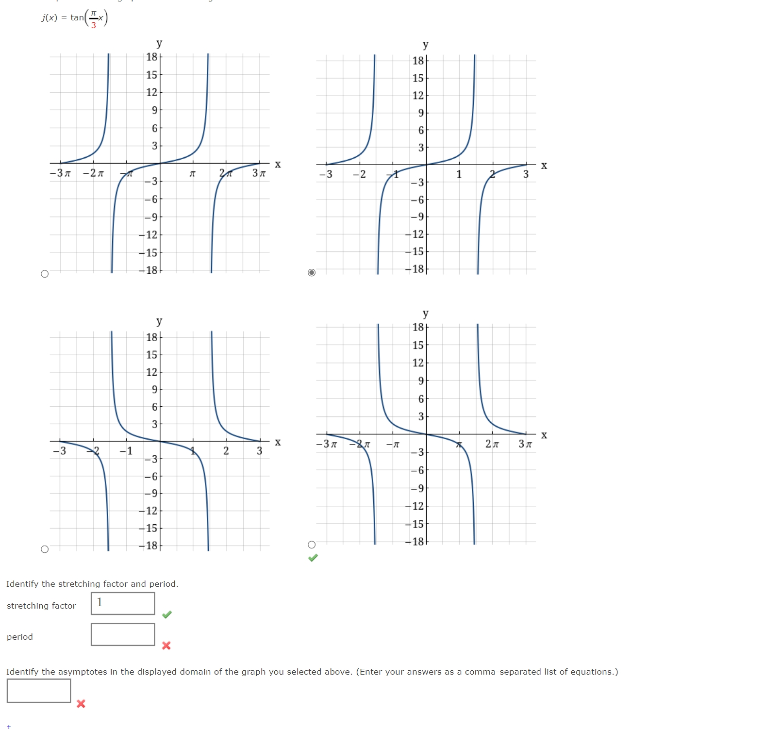 Solved j(x)=tan(π3x)Identify the stretching factor and | Chegg.com