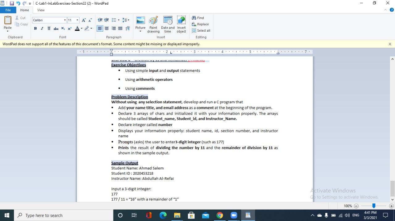 Solved 0 Home H = C-Lab1-InLabExercises-Section22 (2) - | Chegg.com