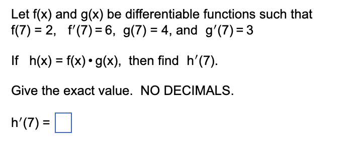 Solved Let f(x) and g(x) be differentiable functions such | Chegg.com