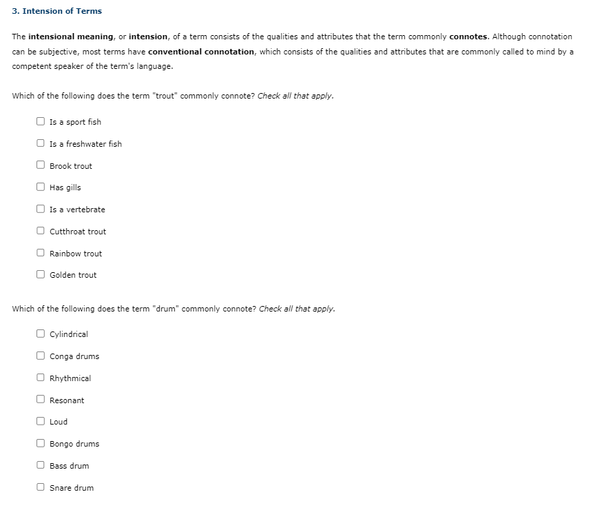 Solved 3. Intension of TermsThe intensional meaning, or | Chegg.com
