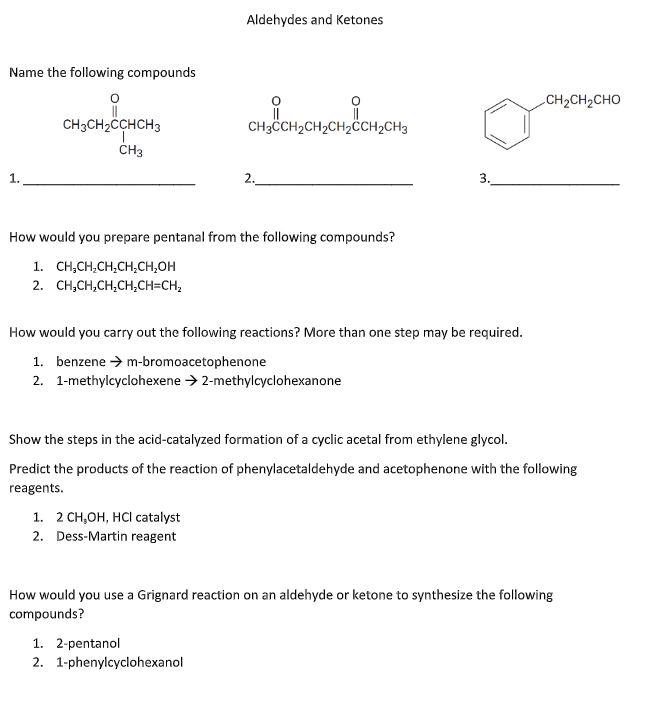 Solved Aldehydes and Ketones Name the following compounds | Chegg.com