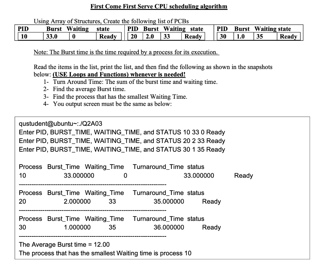 First Come First Serve Cpu Scheduling Algorithm Using 