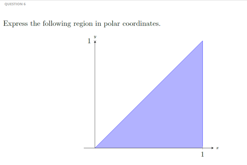 Solved QUESTION 6 Express the following region in polar | Chegg.com