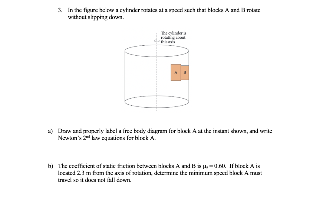 Solved 3. In the figure below a cylinder rotates at a speed | Chegg.com