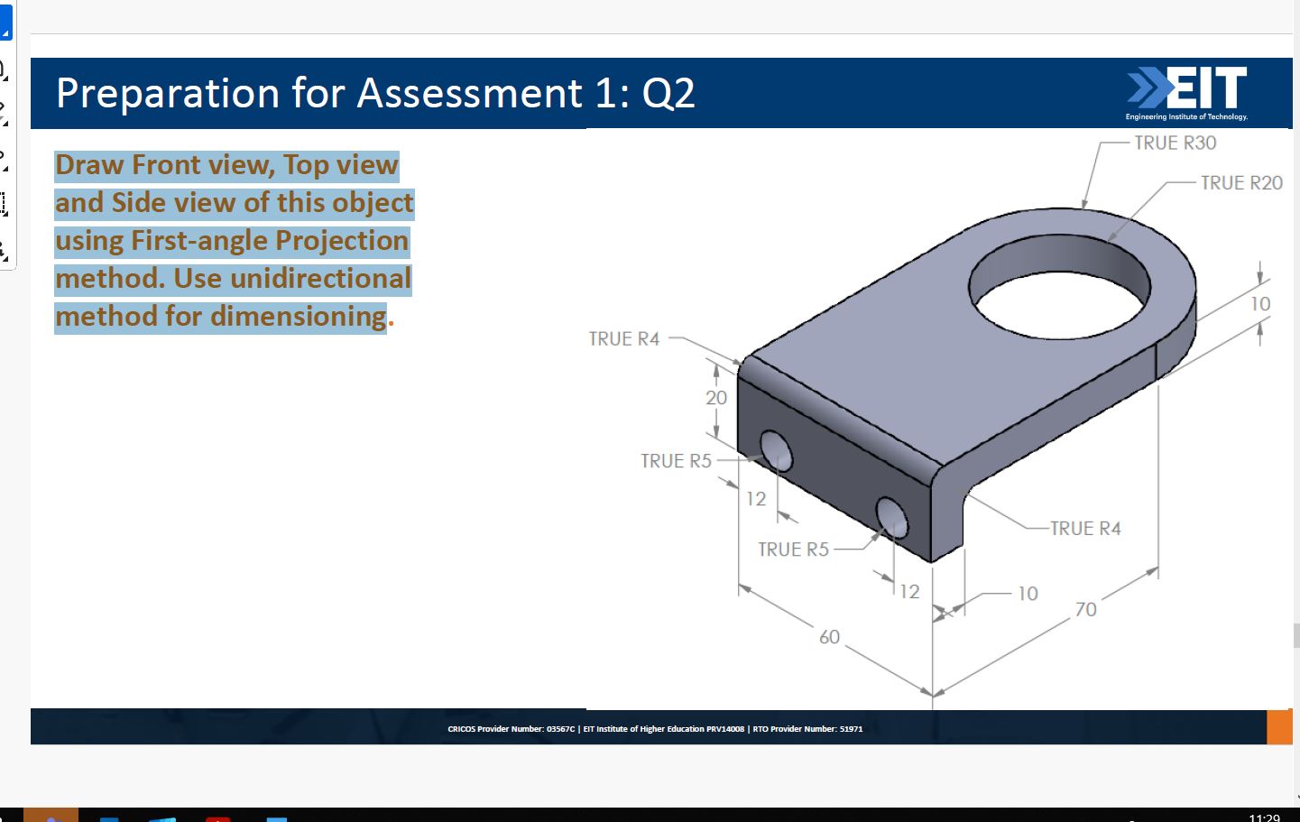 Solved Preparation for Assessment 1: Q2 ﻿Draw Front view, | Chegg.com