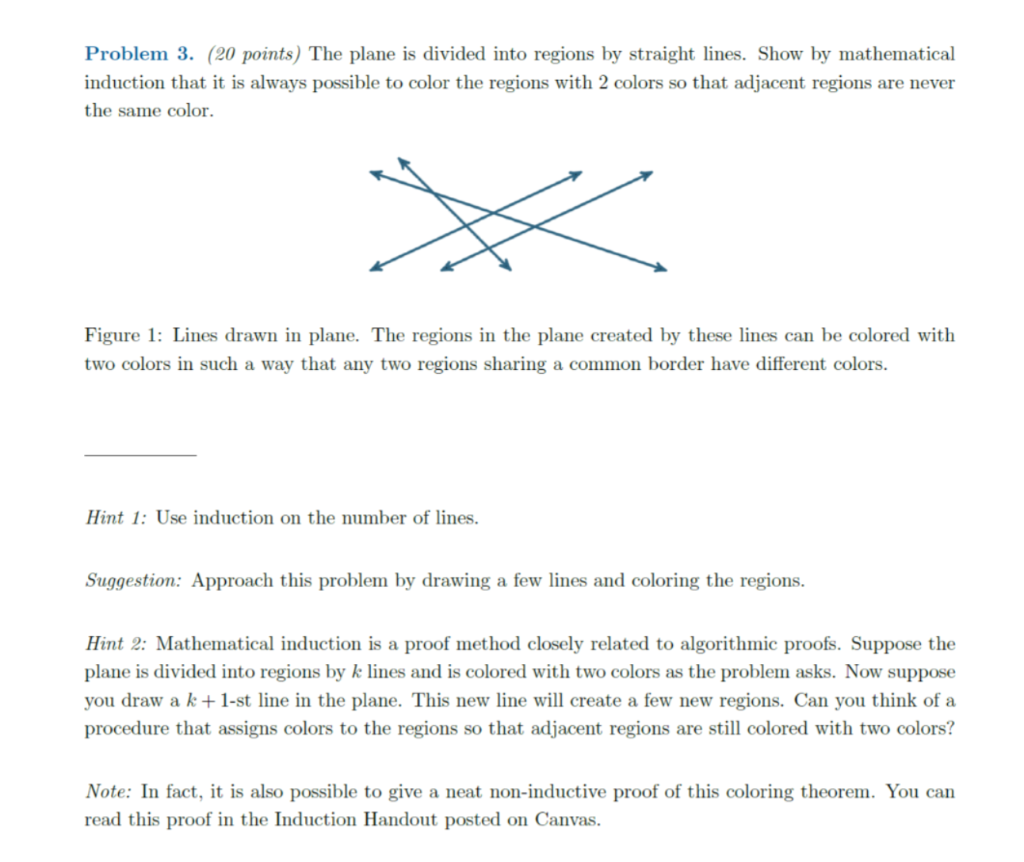 Solved Problem 3. (20 points) The plane is divided into | Chegg.com