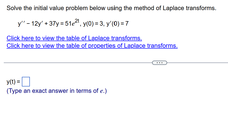 Solved Solve the initial value problem below using the | Chegg.com