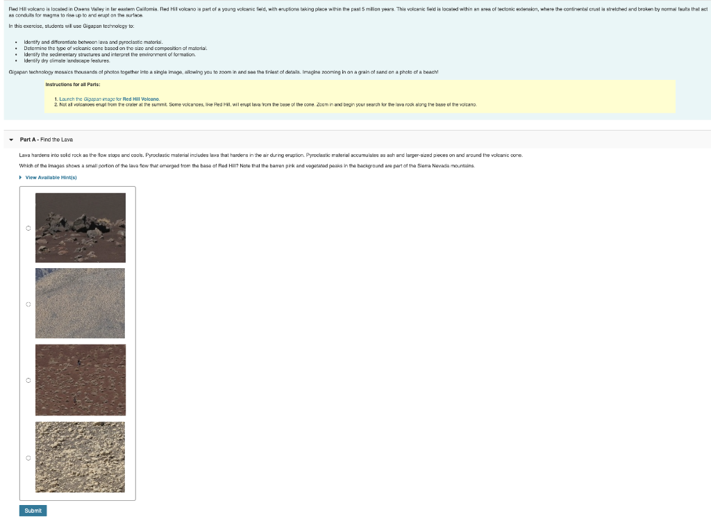 Solved Red Hill volcano is located in Owens Valley in lar | Chegg.com