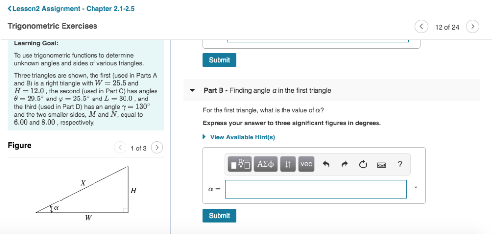 Solved Lesson2 Assignment - Chapter 2.1-2.5 Trigonometric | Chegg.com