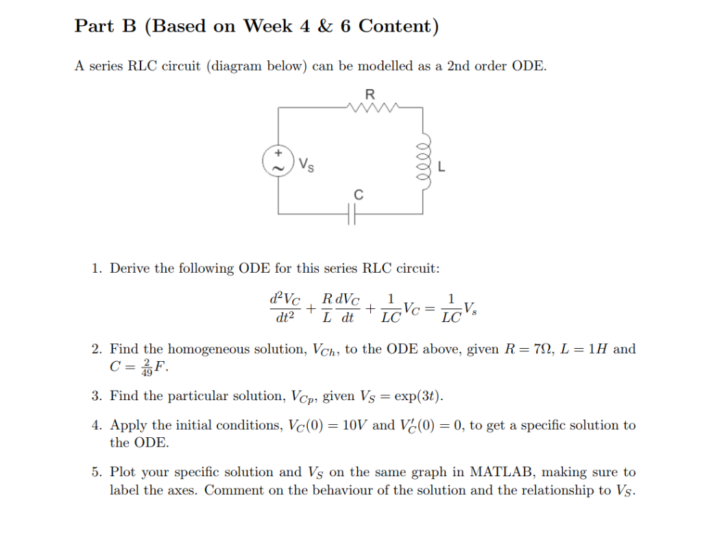 Solved A series RLC circuit (diagram below) can be modelled | Chegg.com