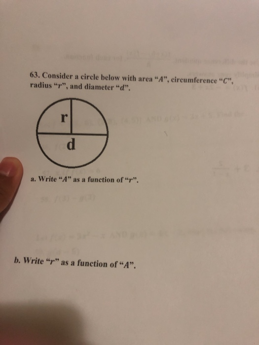 Solved 63. Consider a circle below with area "A", | Chegg.com
