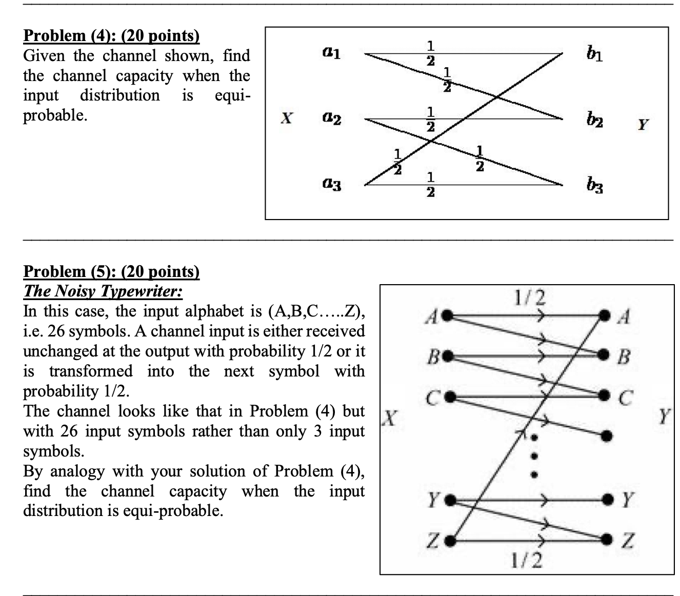 Solved Problem (4): (20 points) Given the channel shown, | Chegg.com