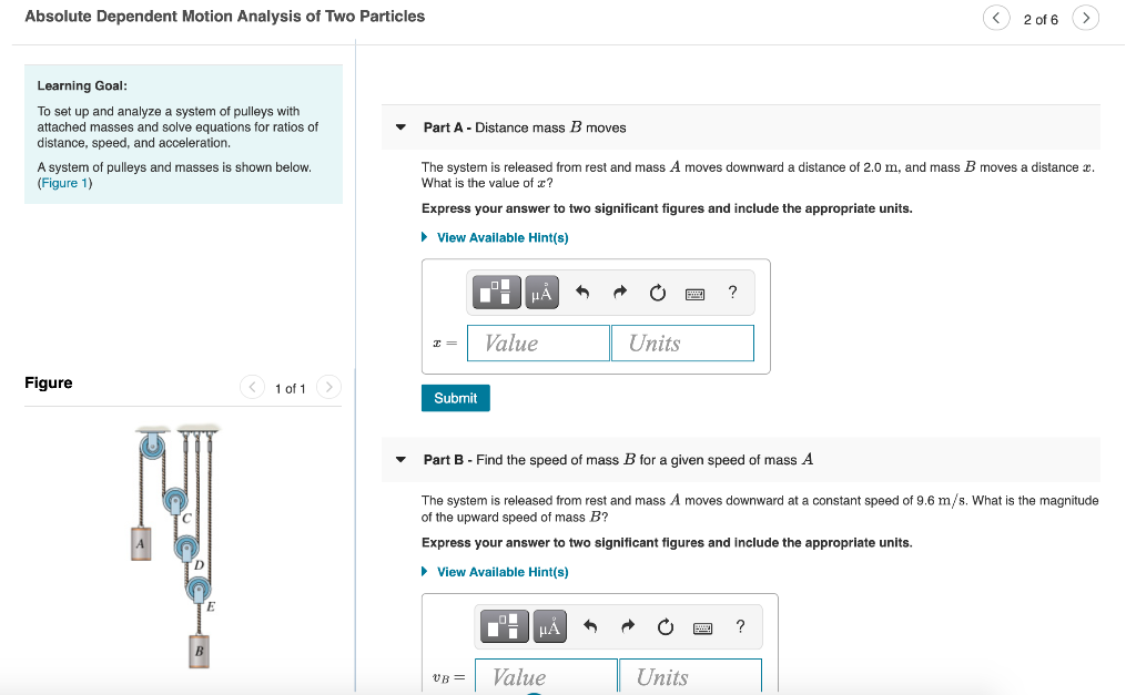 Solved Absolute Dependent Motion Analysis of Two Particles 2 | Chegg.com