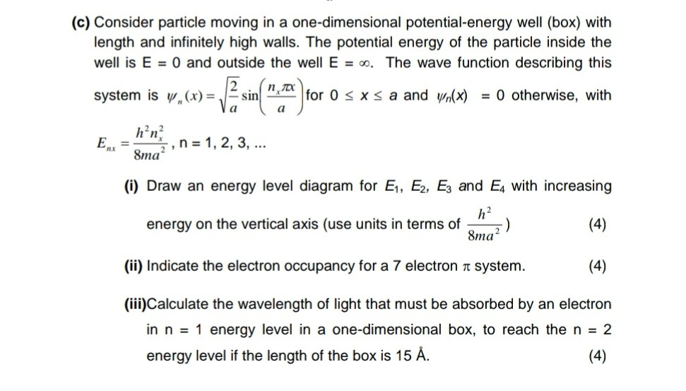 Solved (c) Consider particle moving in a one-dimensional | Chegg.com