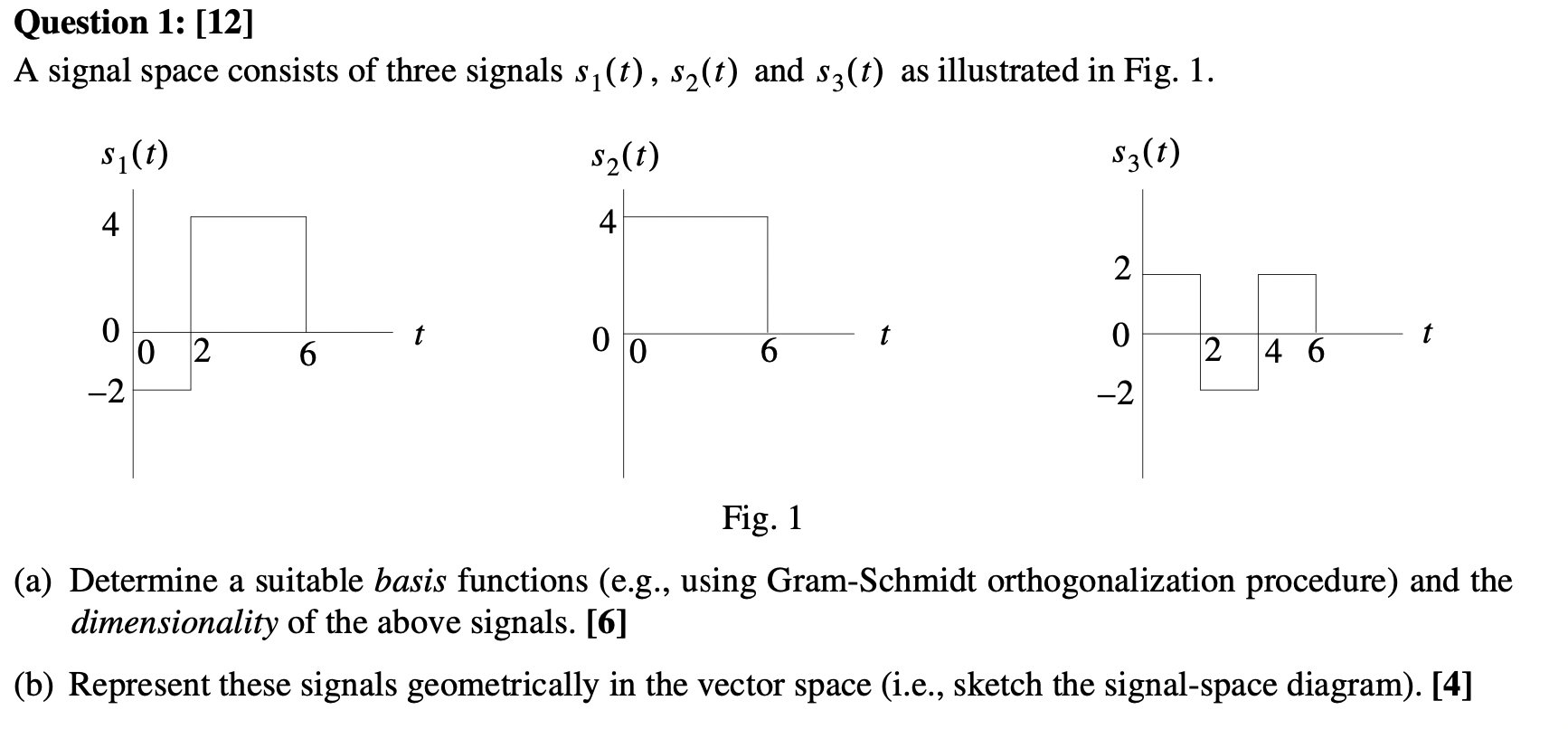 Solved Question 1: [12] A signal space consists of three | Chegg.com ...
