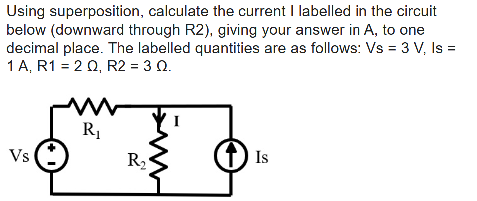 Solved Using superposition, calculate the current I labelled | Chegg.com