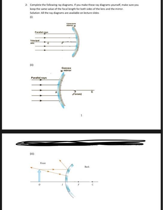 Solved 2 Complete the following ray diagrams. If you make | Chegg.com