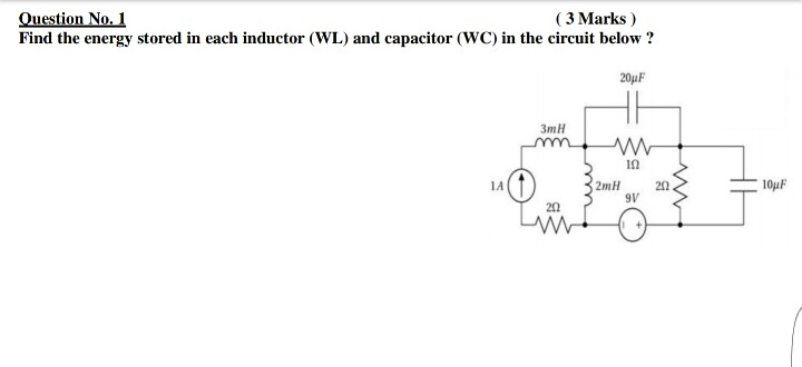 Solved Question No Find The Energy Stored In Each Inductor
