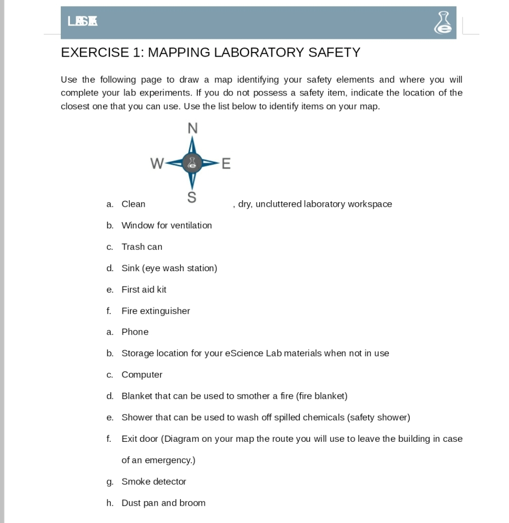 LASK EXERCISE 1: MAPPING LABORATORY SAFETY Use the | Chegg.com