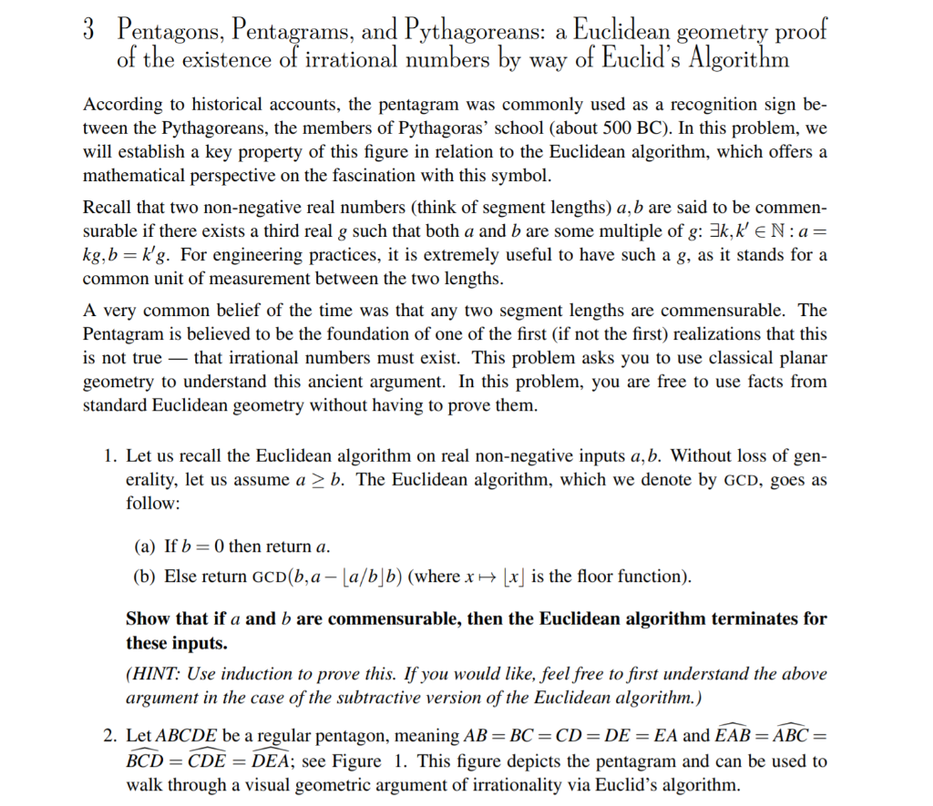 Solved 3 Pentagons, Pentagrams, and Pythagoreans: a | Chegg.com Solved 3 Pentagons, Pentagrams, and Pythagoreans: a | Chegg.com