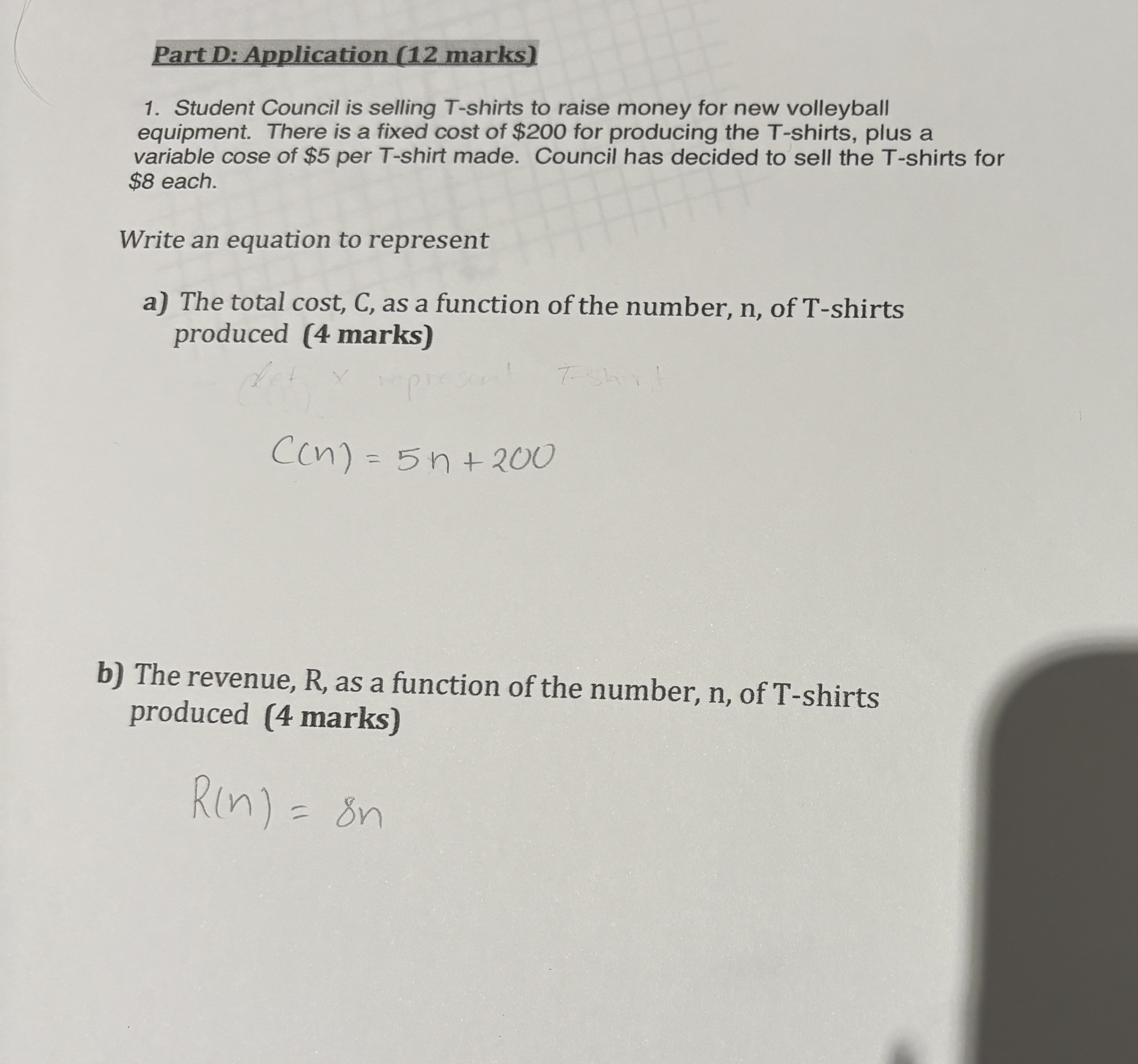 Solved Part D: Application (12 ﻿marks)Student Council is | Chegg.com