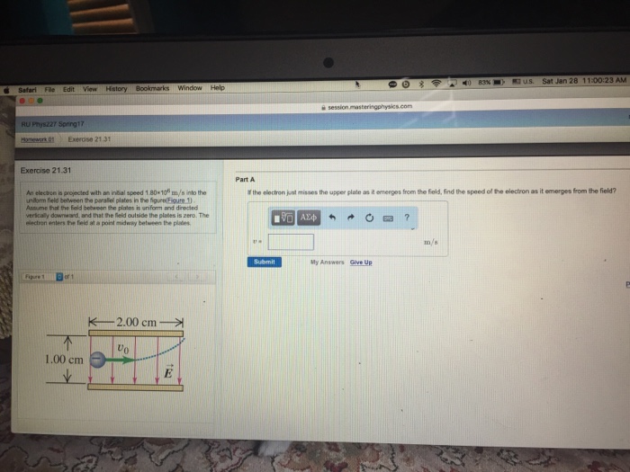 An Electron Is Projected With An Initial Speed 1 80
