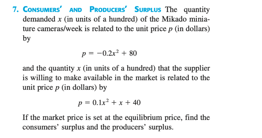Solved Consumers' and Producers' Surplus The | Chegg.com