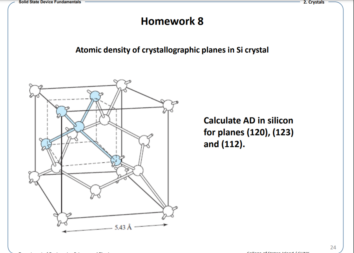 Solved Solid State Device Fundamentals 2. Crystals Homework | Chegg.com