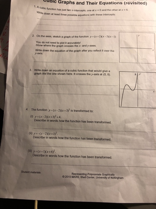 Cubic Graphs and Their Equations Worksheet: Mastering the Shape of a ... Cubic Graphs and Their Equations Worksheet: Mastering the Shape of a ...